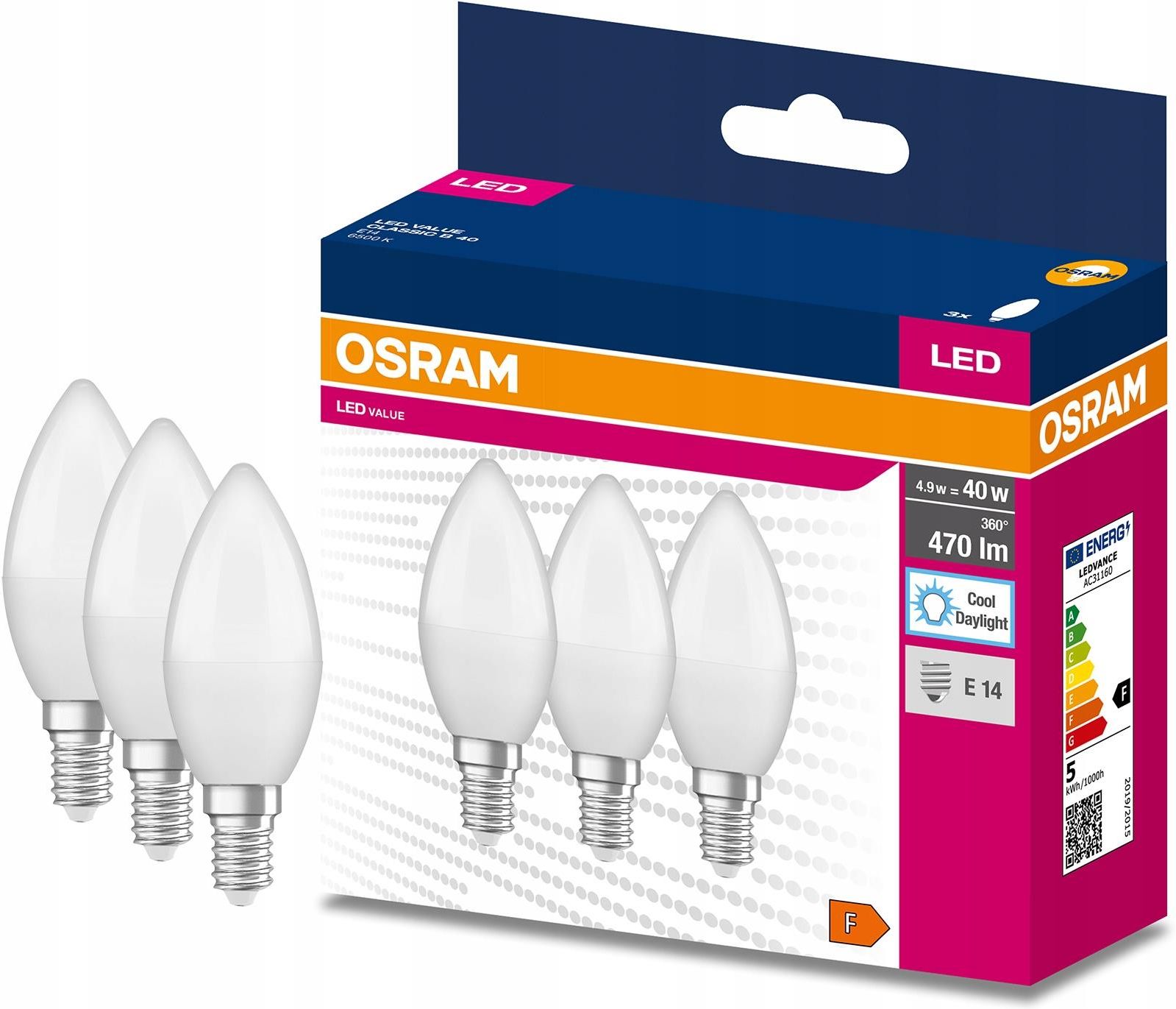 Osram 3X Żarówka Led E14 B35 4,9W 40W 470Lm 6500K (4058075385184) - Opinie i atrakcyjne ceny na ...