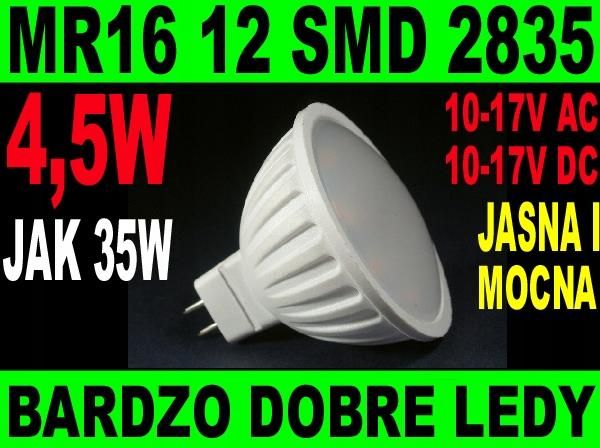 De-Elco Zarowka Ledowa 12 Smd Mr16 12V Ac Dc Led (ŻARÓWKALED12VMR16WW ...