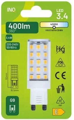 Inq Żarówka Led G9 230V 3,4W 35W Cw 6500K 400Lm (ELTG030CW) - Opinie i ...