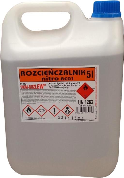 Chem-Rozlew Rozcieńczalnik Rozpuszczalnik Nitro Rc01 5L - Opinie i ceny na Ceneo.pl