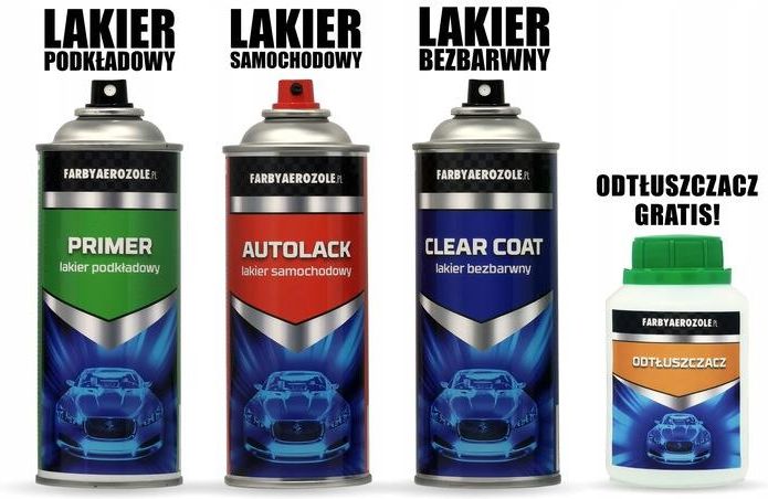 Farbyaerozole Duży Zestaw Podkład-Baza-Klar 3Szt. Spray Vw Audi Lc7V ...