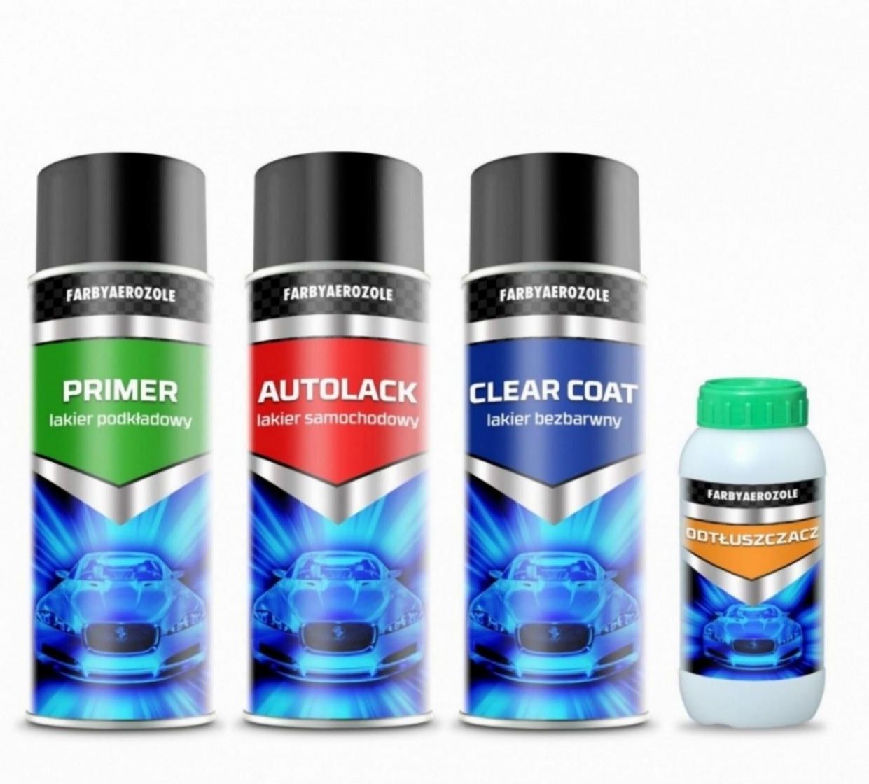 Farbyaerozole Duży Zestaw Podkład-Baza-Klar 3Szt. Spray Vw Audi Lc7V ...