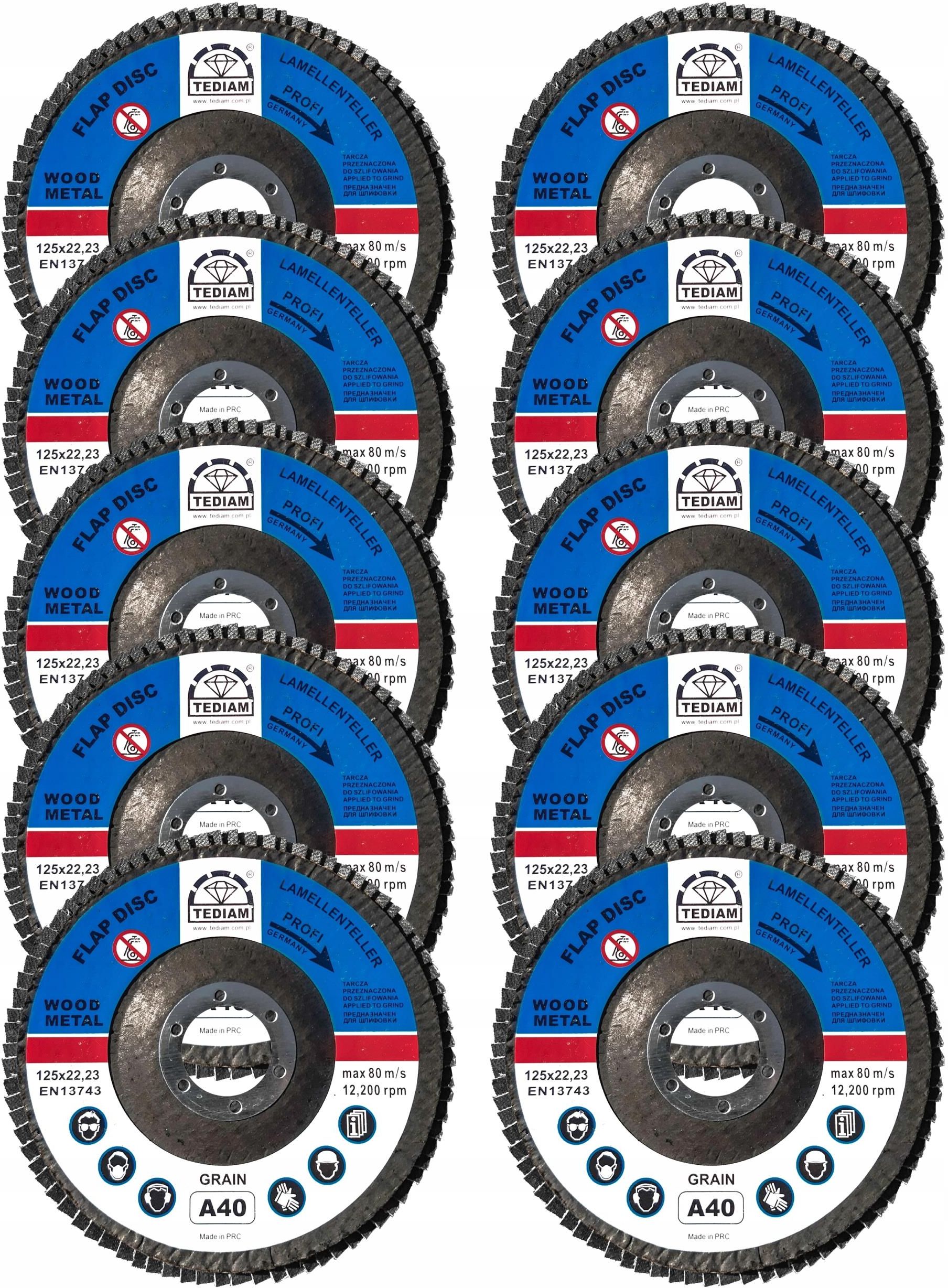 Tarcza tnąca Tediam Tarcza Listkowa Uniweralna 125mm Gr 40 10szt ...