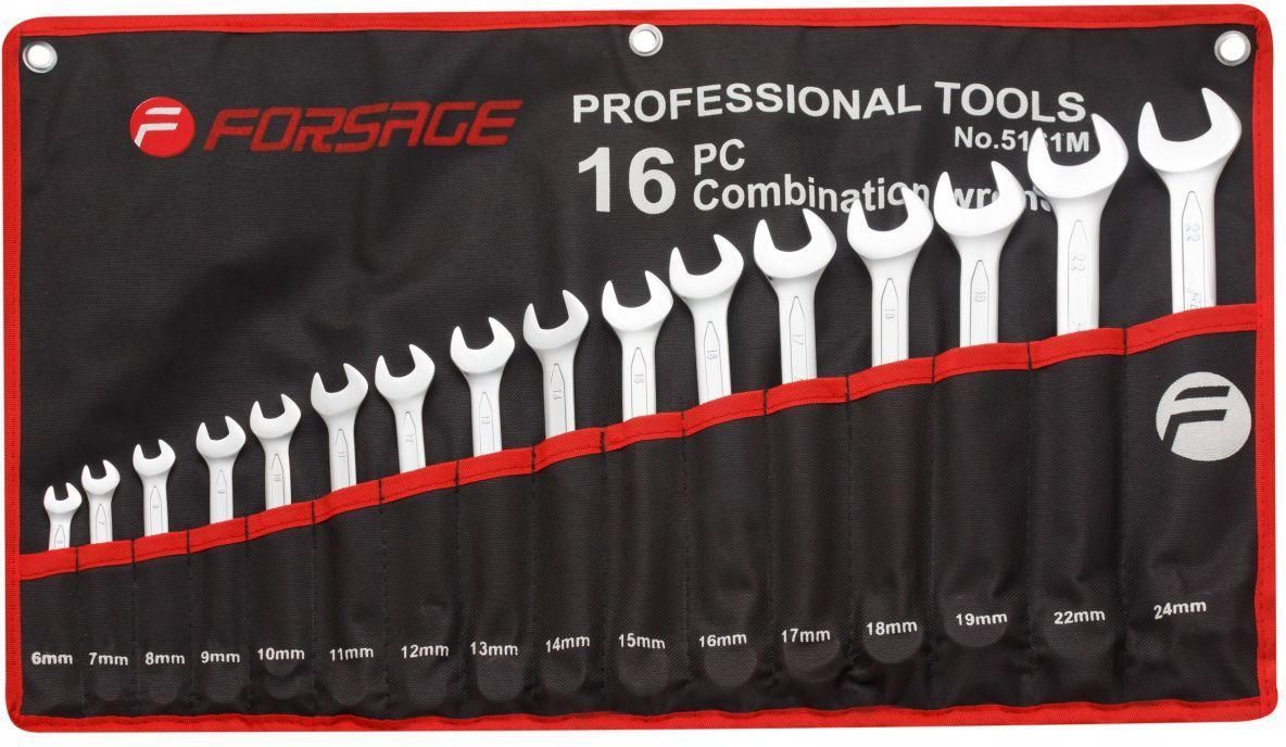 Forsage Klucze Płasko-Oczkowe 16El. Zestaw Kluczy 5161M - Opinie i ceny ...