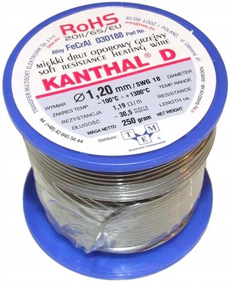 Drut Oporowy Kanthal D ⌀ 1,20mm Masa: 250G - opinie i ceny na Ceneo.pl