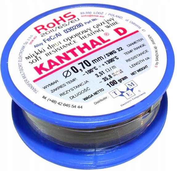 Drut Oporowy Kanthal D ⌀ 0,70mm Masa: 100G - opinie i ceny na Ceneo.pl