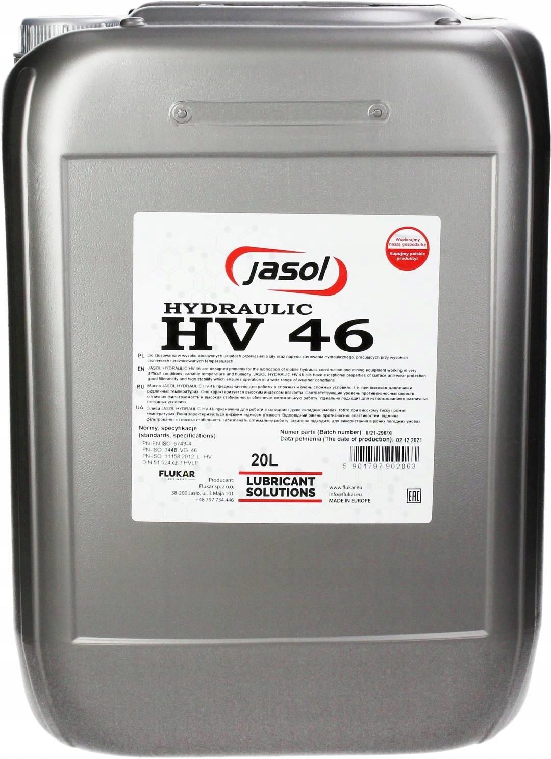 Jasol Olej Hydrauliczny Hydrol L Hv 46 Hv-46 20L - Opinie i ceny na Ceneo.pl