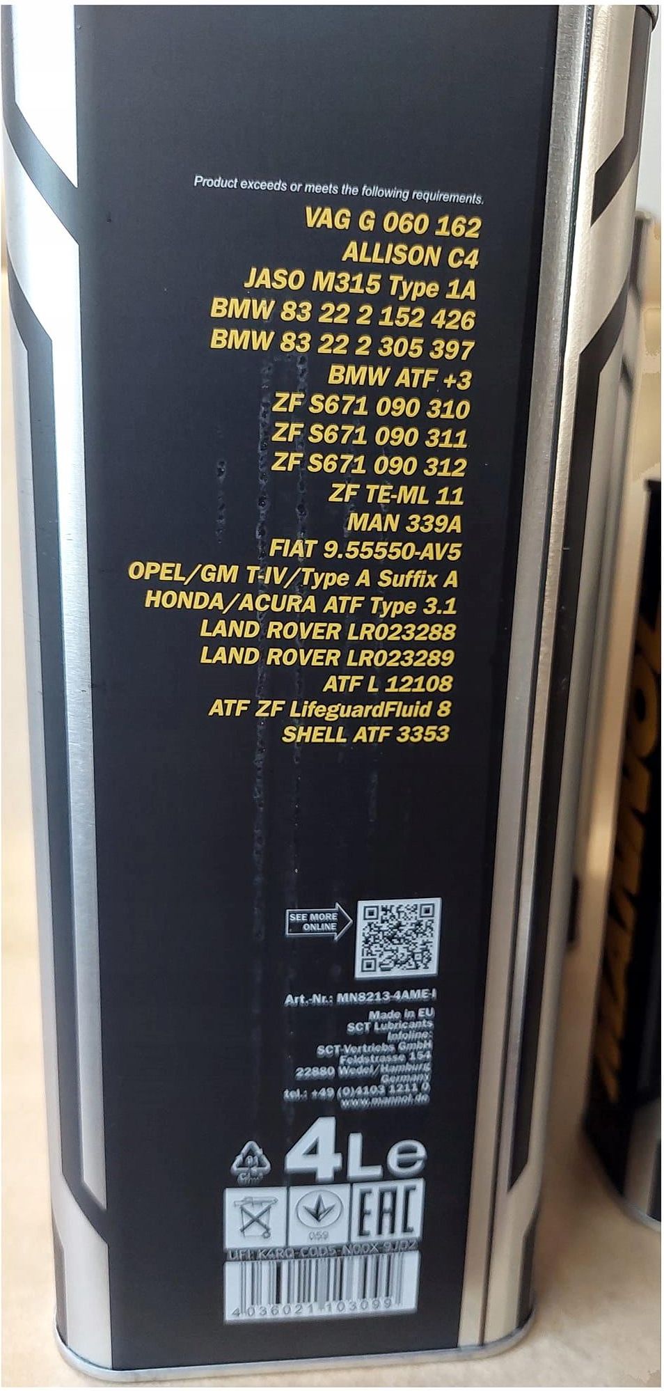 Mannol Atf Ag60 8Hp 83222152426 G060162 Olej 4L - Opinie i ceny na Ceneo.pl