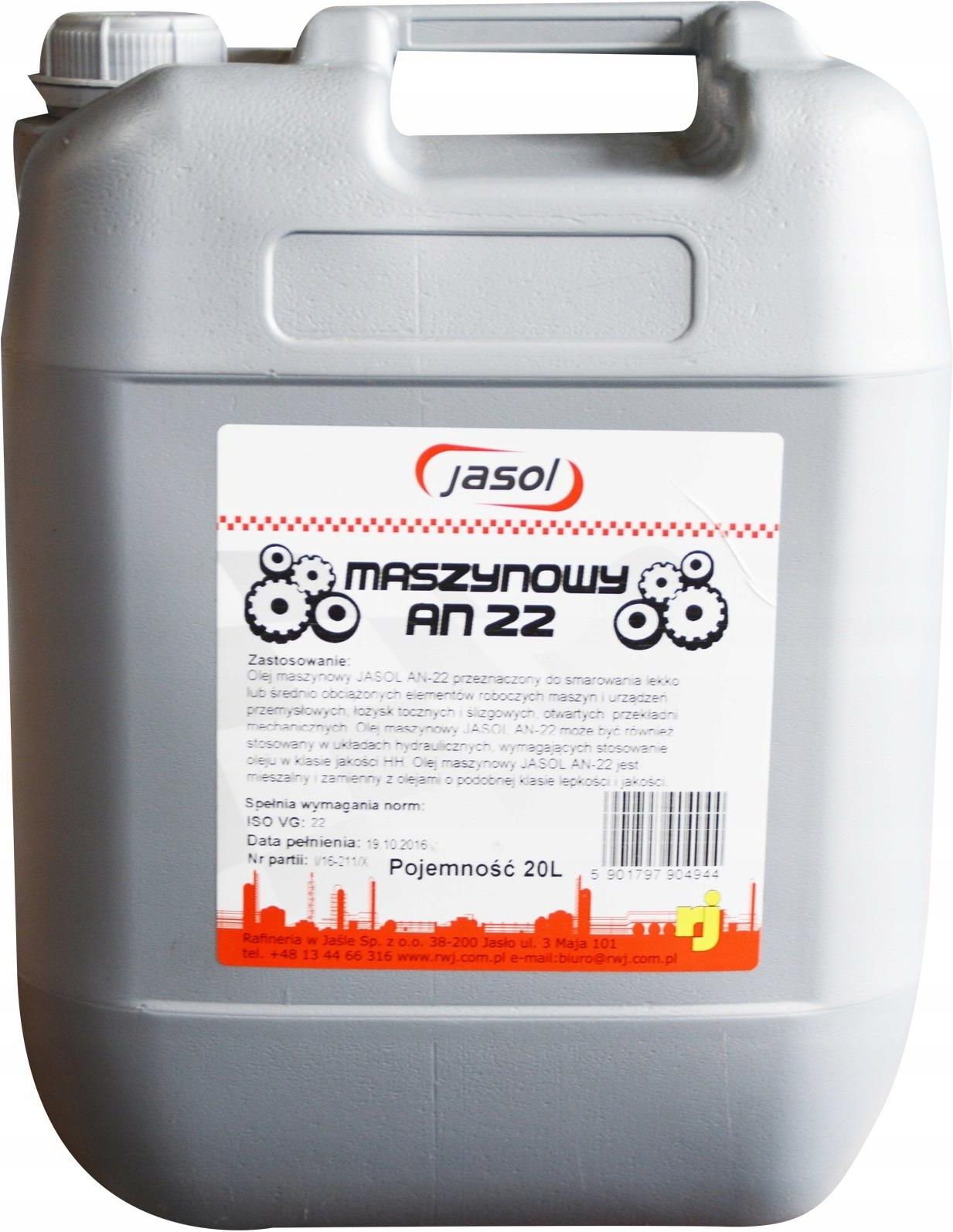 Jasol Olej Maszynowy Lan 22 20L - Opinie i ceny na Ceneo.pl