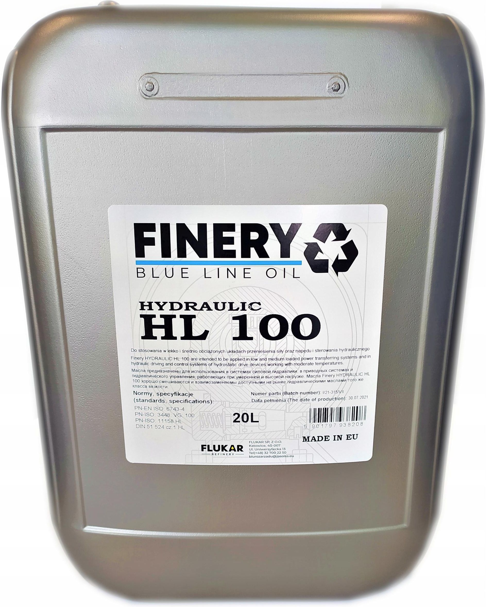 Finery Hydraulic Hl 100 20L Olej Hydrauliczny - Opinie i ceny na Ceneo.pl