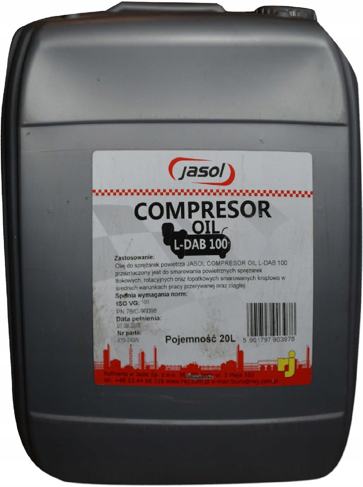 Jasol Olej Do Kompresora L-Dab 100 20L - Opinie i ceny na Ceneo.pl