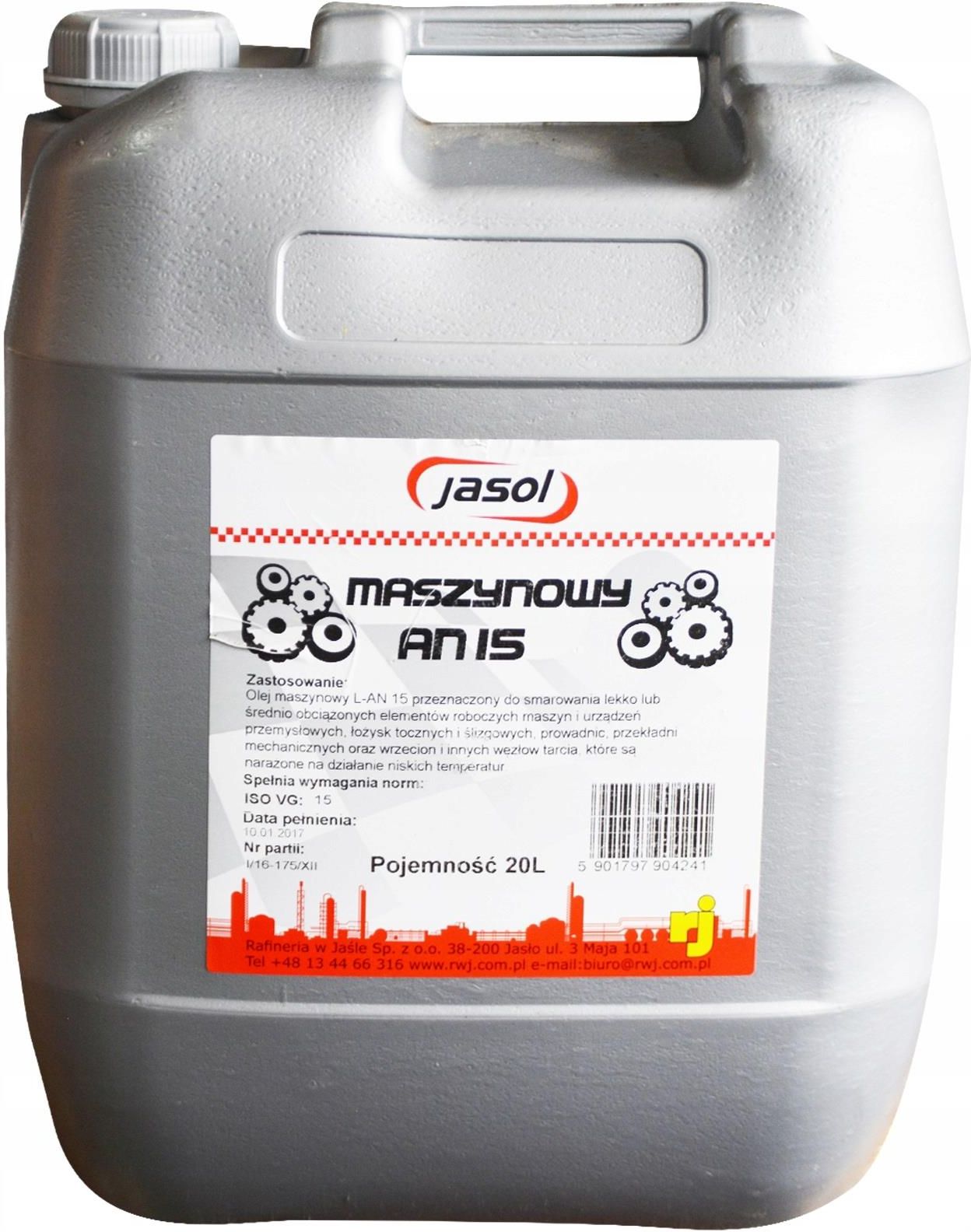 Jasol Olej Maszynowy Iso 3448 Din 51 501 L-An Vg15 20L - Opinie i ceny ...