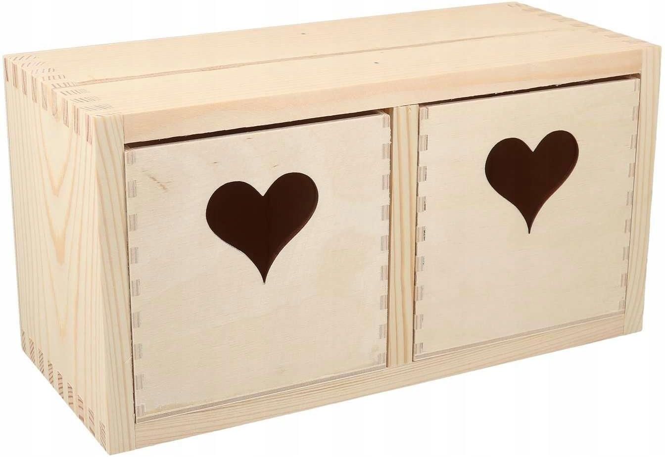 Regalik pojemnik drewniany z 2 szufladami serce - Ceny i opinie - Ceneo.pl