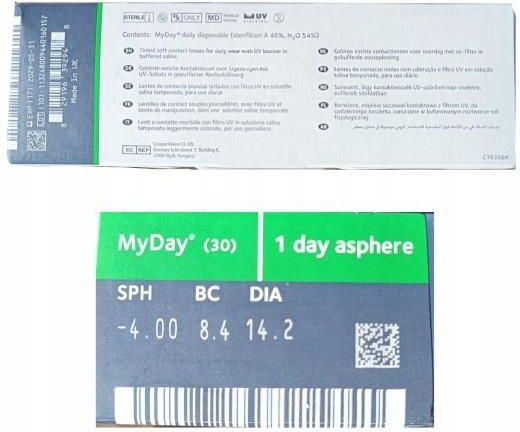 Soczewki Cooper Vision Soczewki Jednodniowe Myday, 30 Szt. +8.00 - Opinie i ceny na Ceneo.pl