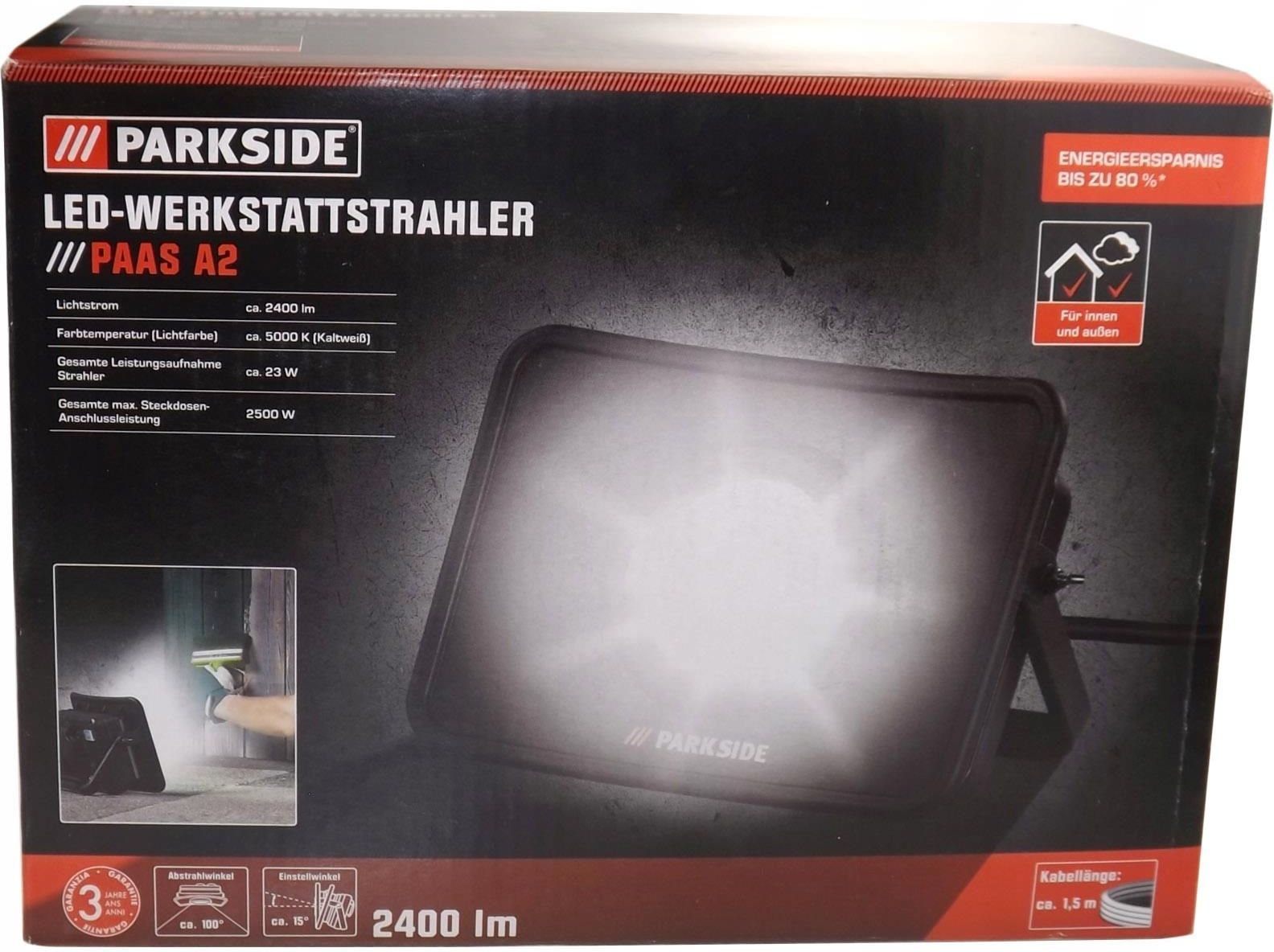 Lampa warsztatowa Parkside Reflektor Led Warsztat 2 Gniazdka 23W Ip54 ...