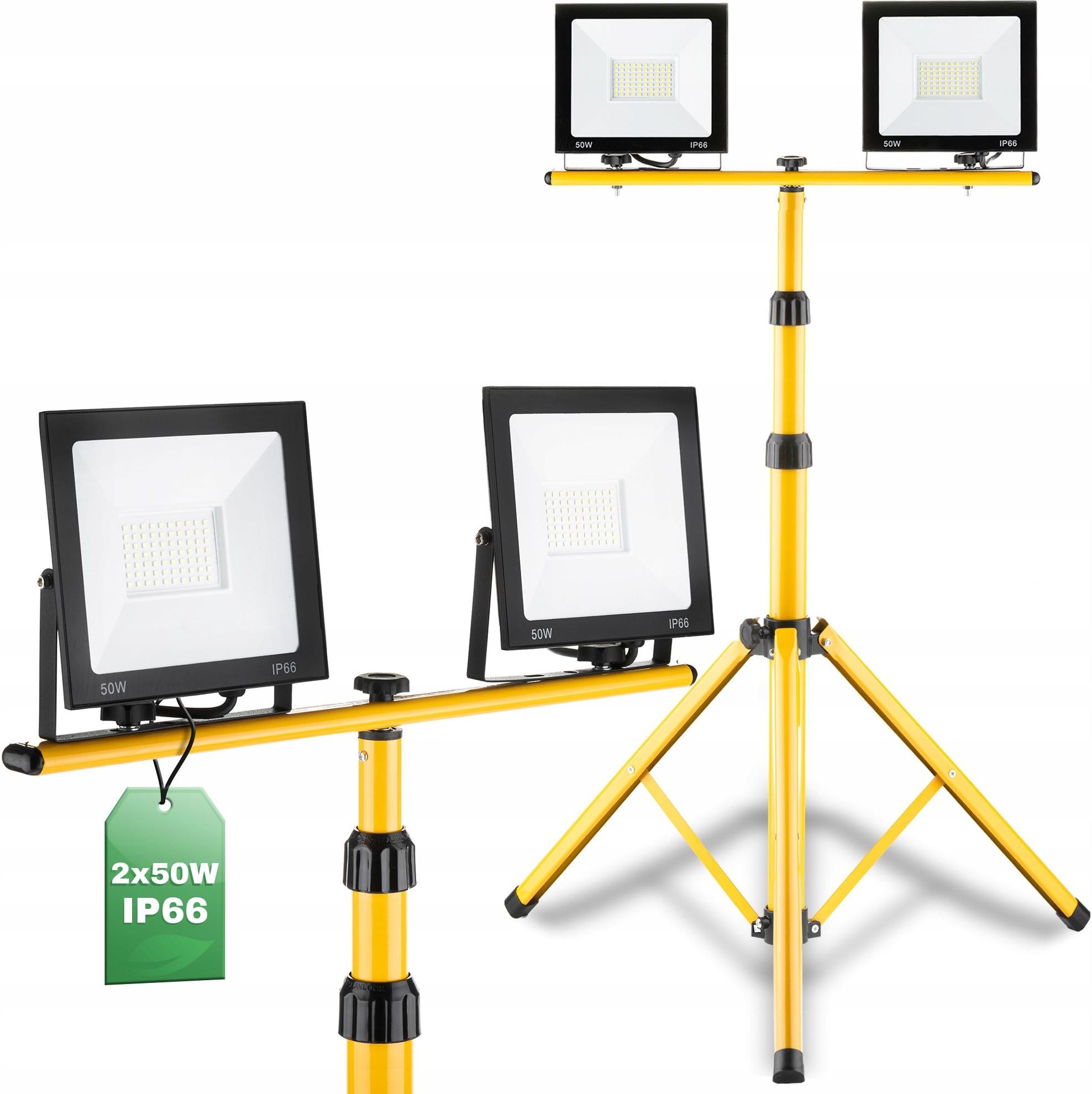 Lampa warsztatowa Nnled Naświetlacz Halogen Led Lampa 2x 50W + Statyw ...