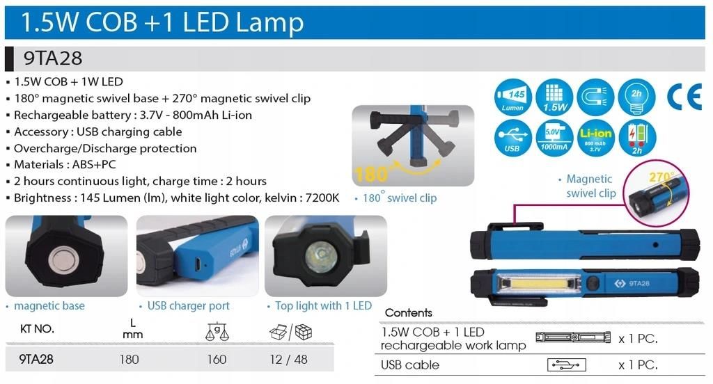 Lampa warsztatowa King Tony Lampa Latarka Warsztatowa Cob Led Usb 9TA28 ...
