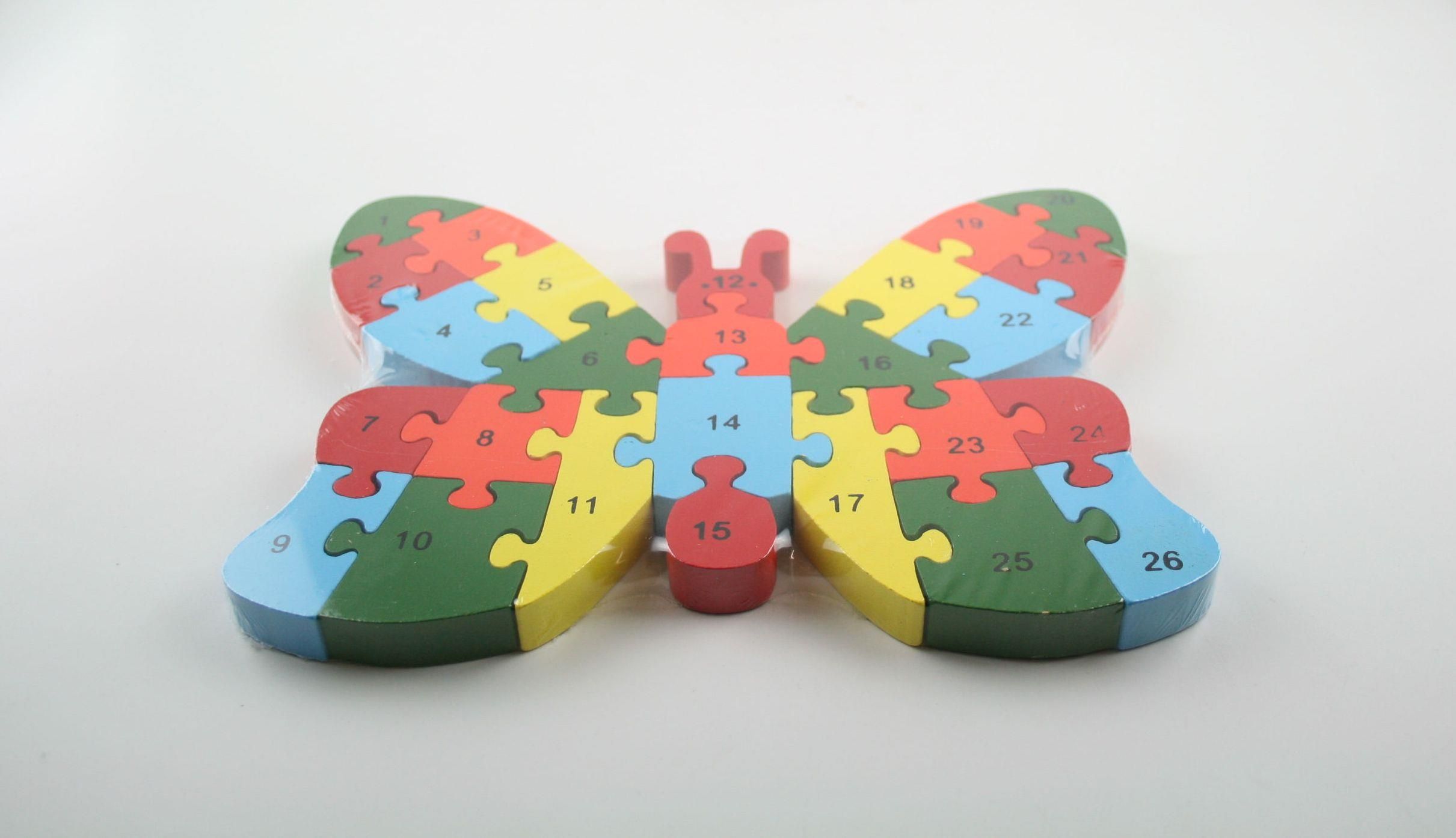 7&7 Drewniane Puzzle Litery Cyfry 3D Układanka Motyl - Ceny i opinie ...