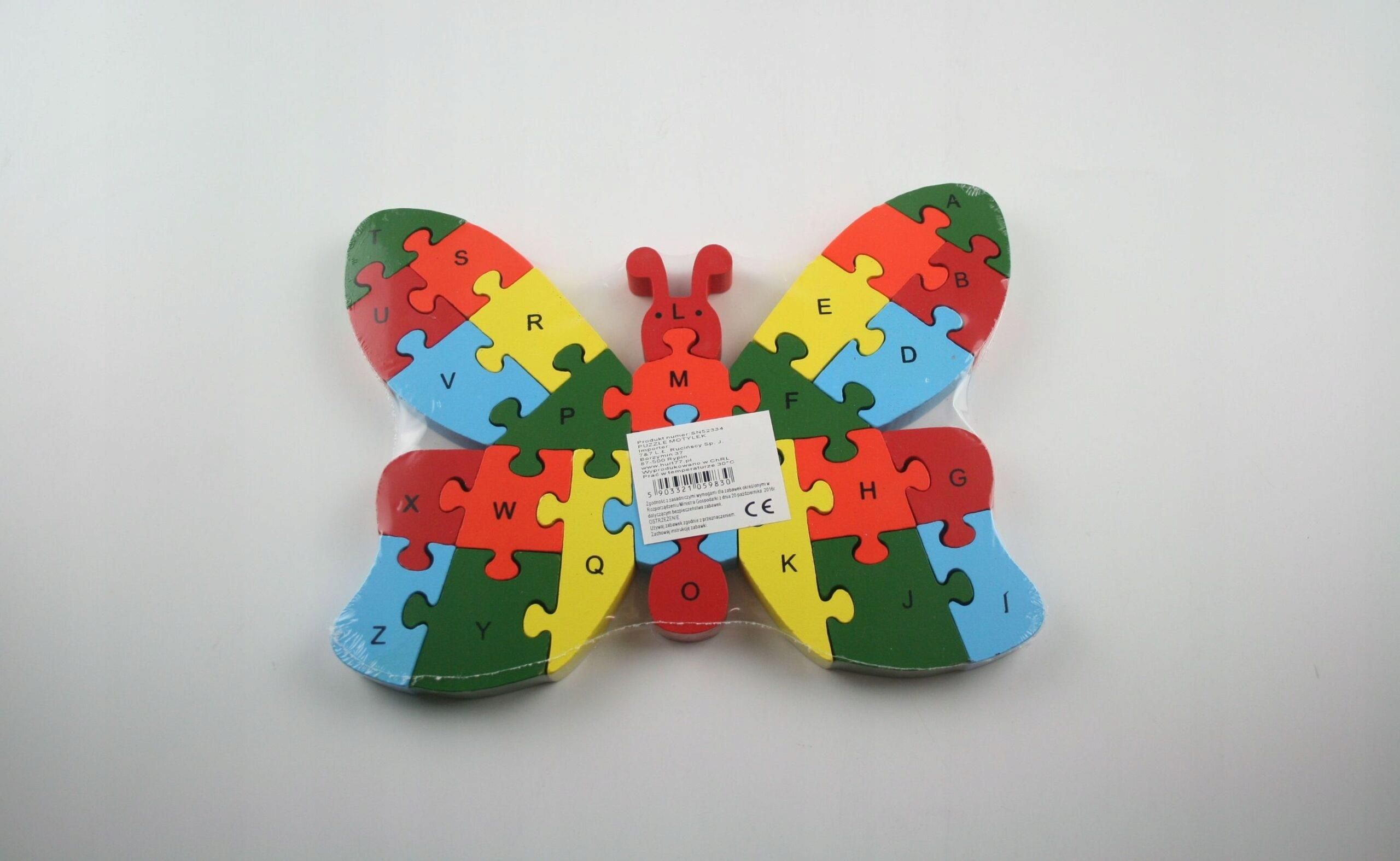 7&7 Drewniane Puzzle Litery Cyfry 3D Układanka Motyl - Ceny i opinie ...