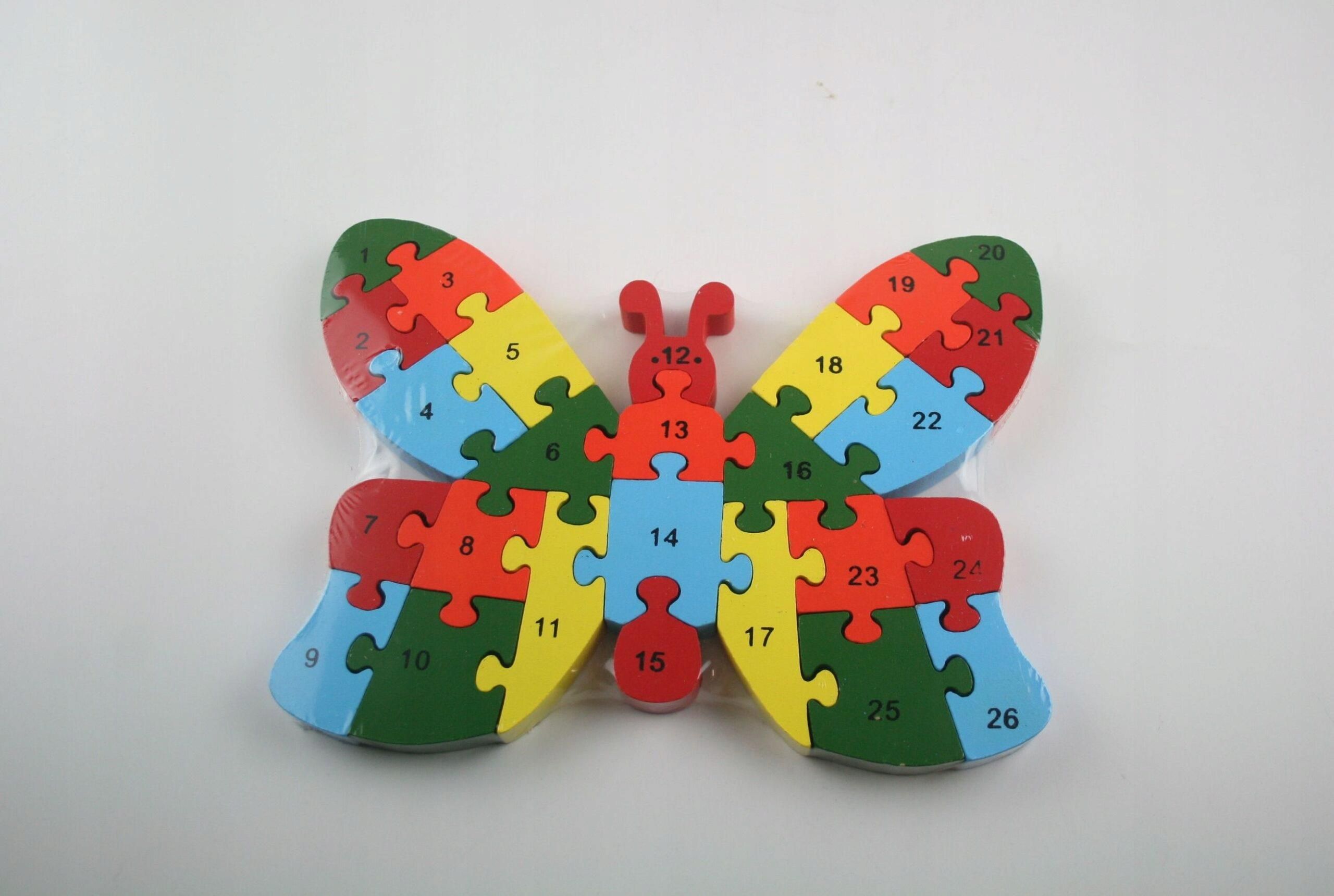7&7 Drewniane Puzzle Litery Cyfry 3D Układanka Motyl - Ceny i opinie ...
