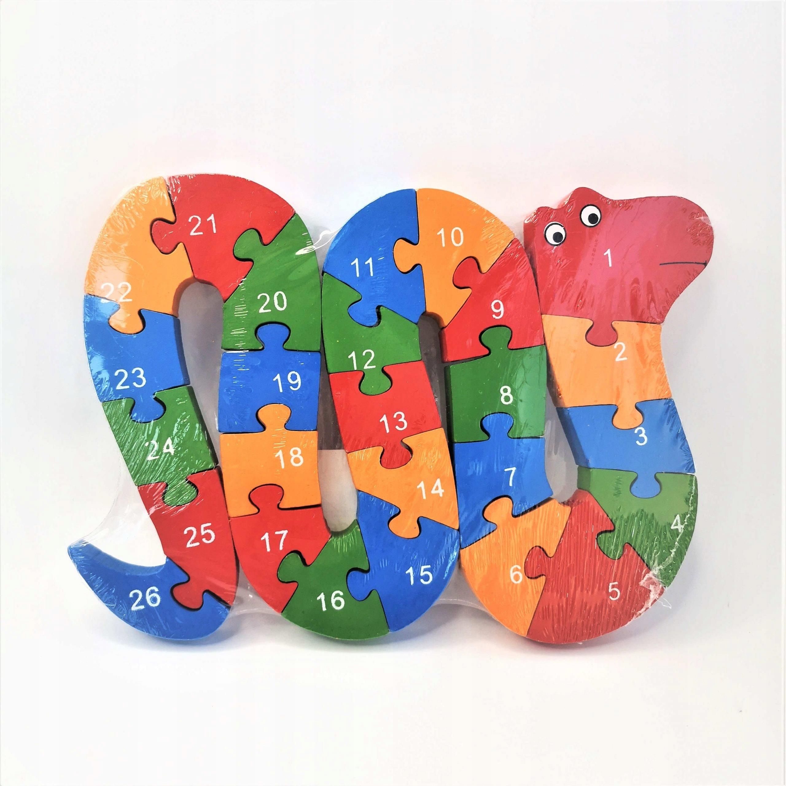 7&7 Drewniane Puzzle Wąż Alfabet I Cyfry 26X17Cm - Ceny i opinie - Ceneo.pl