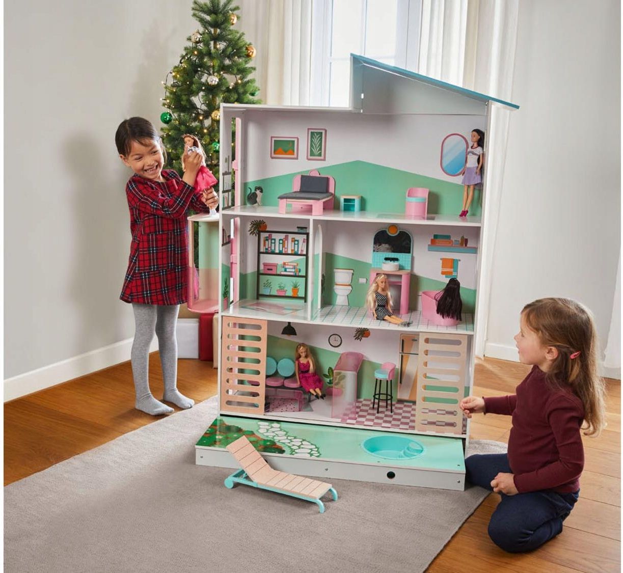 Play Tive Junior Drewniany Domek Dla Lalek Dzieci 15El. Willa - Ceny i ...