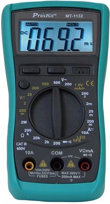 Miernik uniwersalny Pro'Skit Multimetr Test Tranzystora Diody MT1132 ...