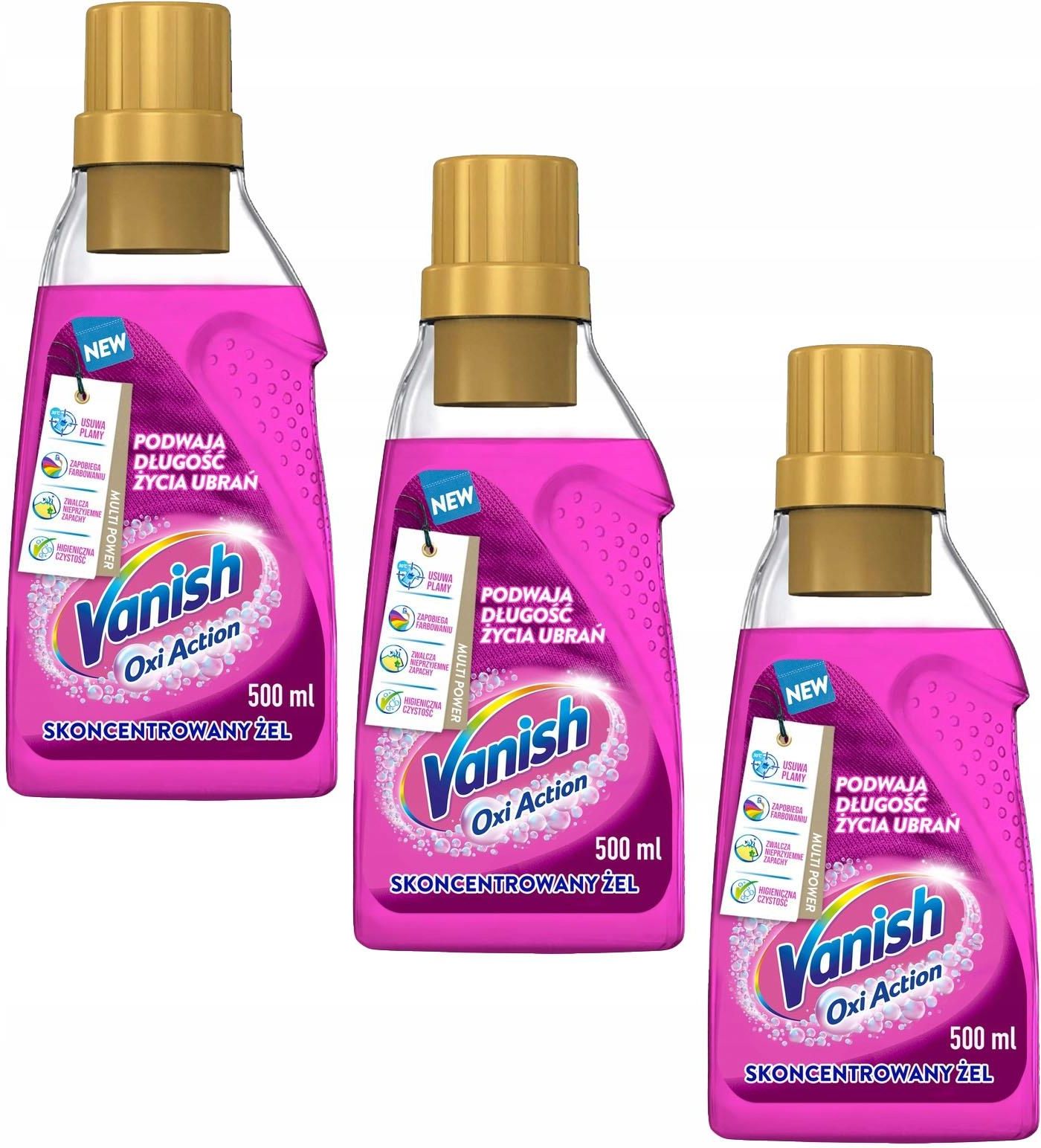 Vanish Oxi Odplamiacz Żel Pink Do Kolorów 3X 500Ml - Opinie i ...