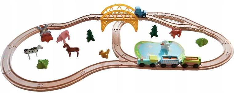 Mini Matters Toys Kolejka Drewniana Pociąg Tory Duży Zestaw Most - Ceny ...