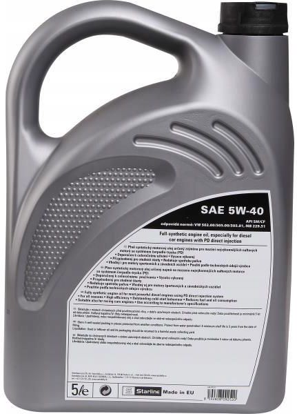 Olej silnikowy Starline Diamond Pd 5W40 5L Api Sm/Cf Acea - Opinie i ...