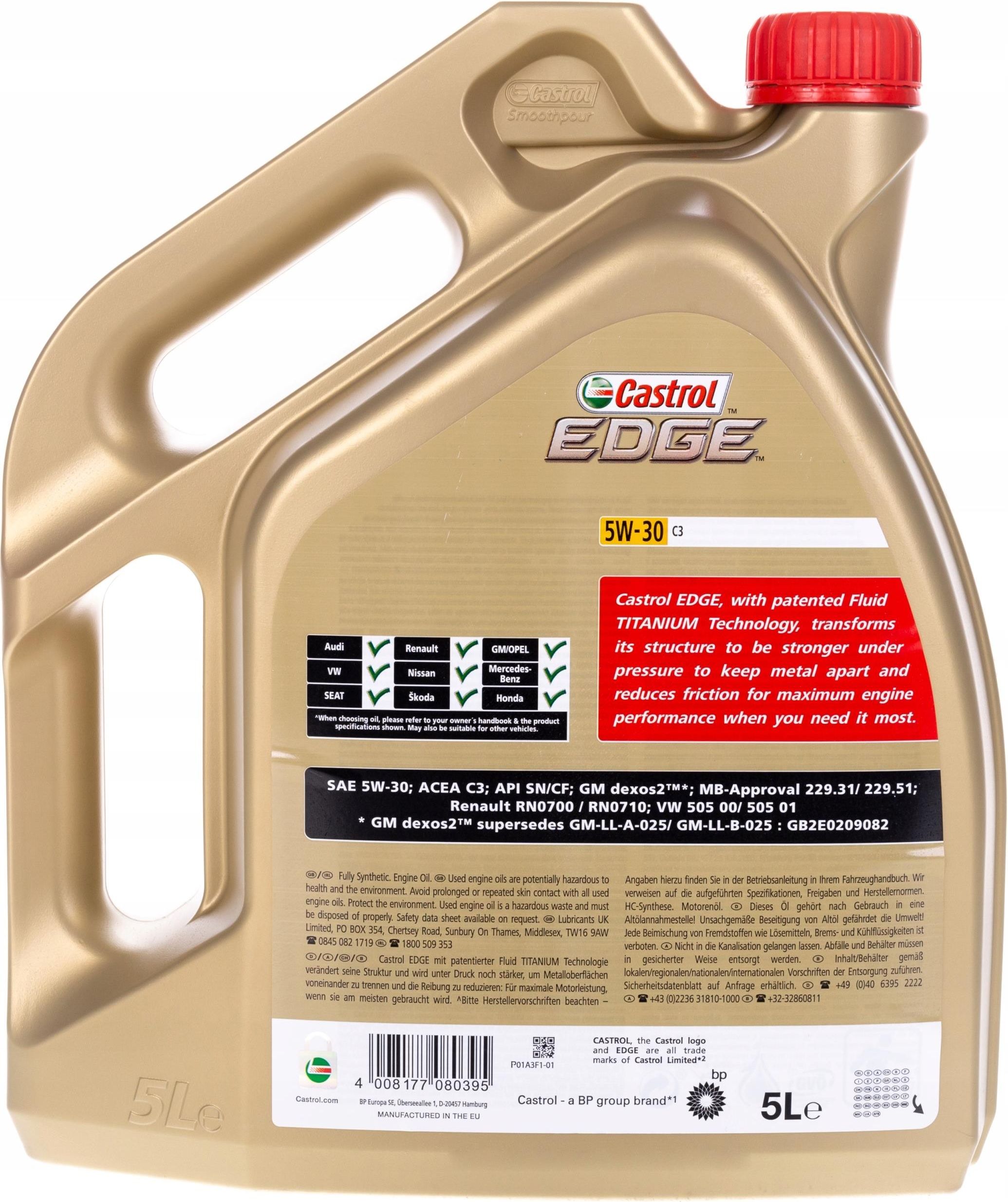 Olej silnikowy Castrol Edge Titanium C3 5L 5W30 - Opinie i ceny na Ceneo.pl