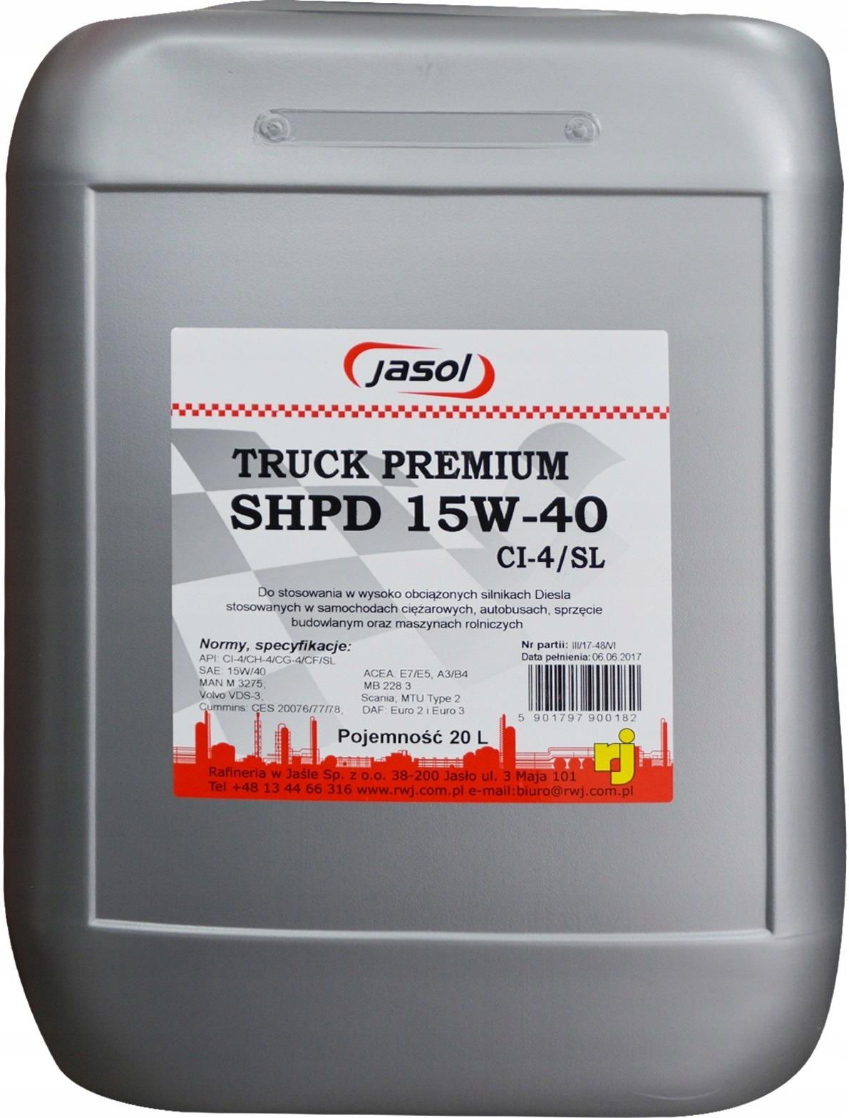 Jasol Shpd 15W40 20l - opinie i ceny na Ceneo.pl