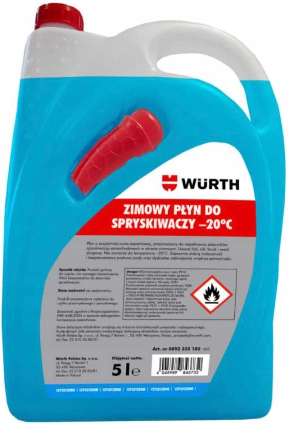 Wurth Zimowy Płyn Do Spryskiwaczy 5L - Opinie i ceny na Ceneo.pl