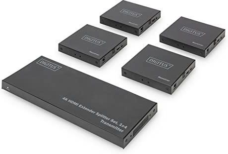 DIGITUS 4K HDMI EXTENDER SPLITTER SET, 1X4, 70M HDMI LOOP OUT, POC ...
