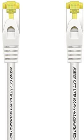 AISENS A146-0488 KABEL SIECIOWY RJ45 LSZH CAT.7 600 MHZ S/FTP PIMF AWG26, BIAŁY, 25CM ...