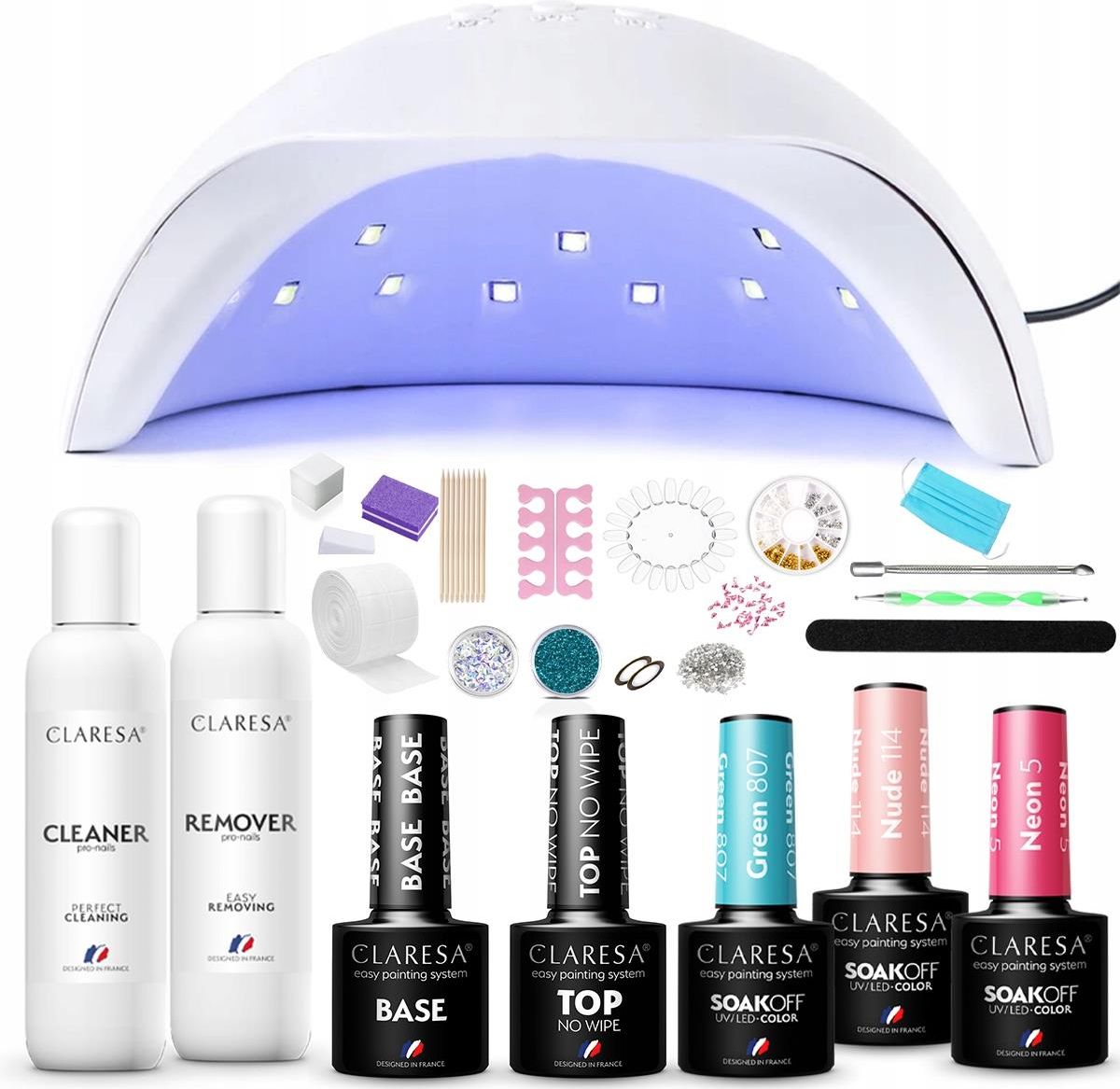 CLARESA ZESTAW LAKIERY HYBRYDOWE LAMPA UV/LED BAZA - Opinie i ceny na ...
