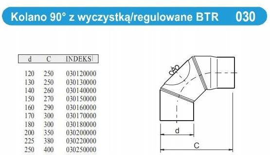 System kominkowy INNA KOLANO SPALINOWE KOMINOWE REGULOWANE Z WYCZ 180 ...