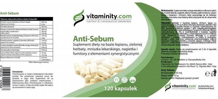 Vitaminity Anti Sebum 120kaps. - Opinie i ceny na Ceneo.pl
