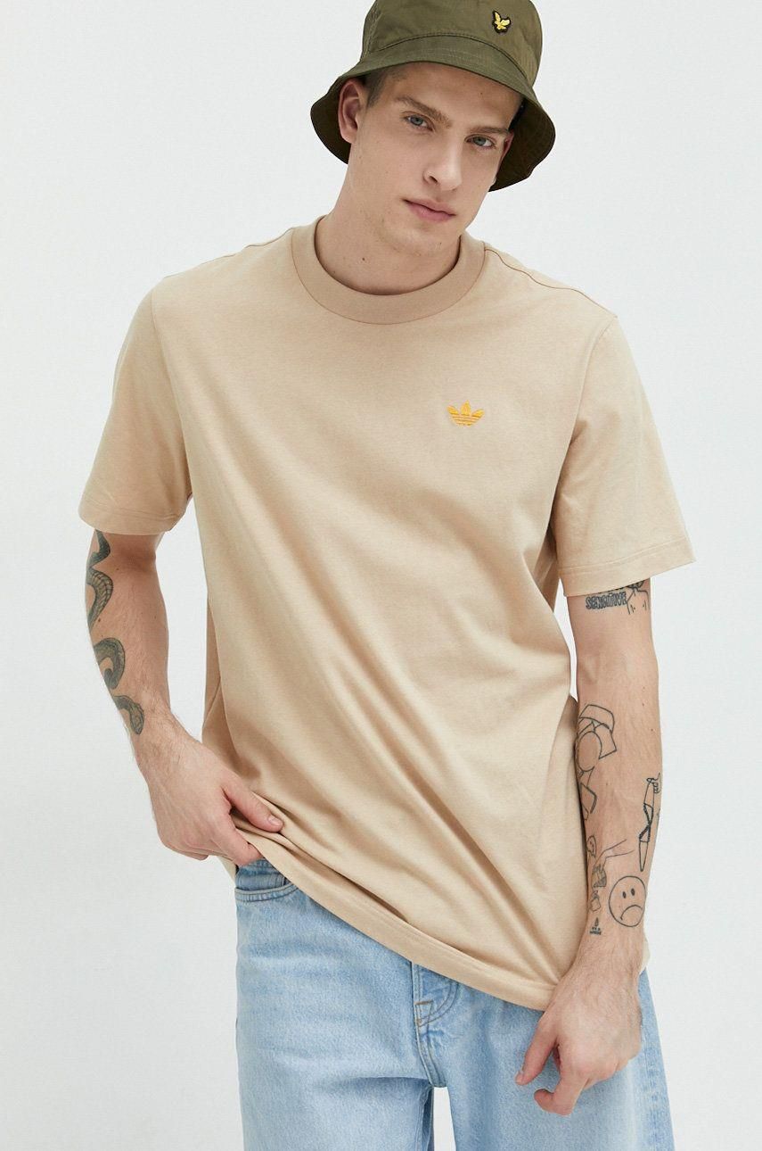 Adidas Originals t-shirt bawełniany kolor beżowy z nadrukiem - Ceny i ...