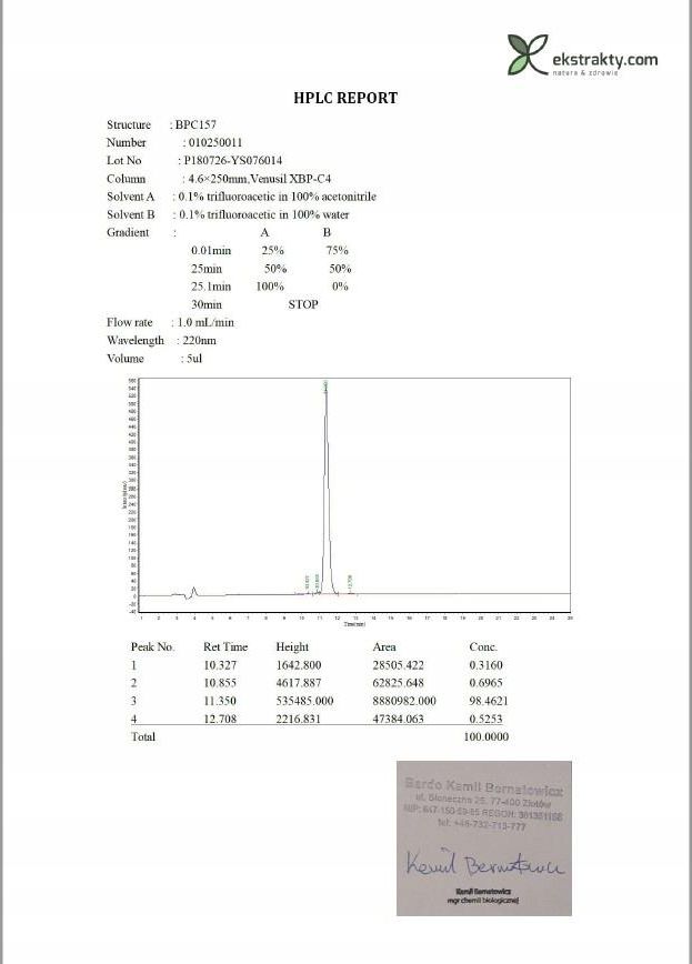 Drobne akcesoria medyczne Bpc-157 10Mg 98% Widmo Hplc - Ceny i opinie - Ceneo.pl