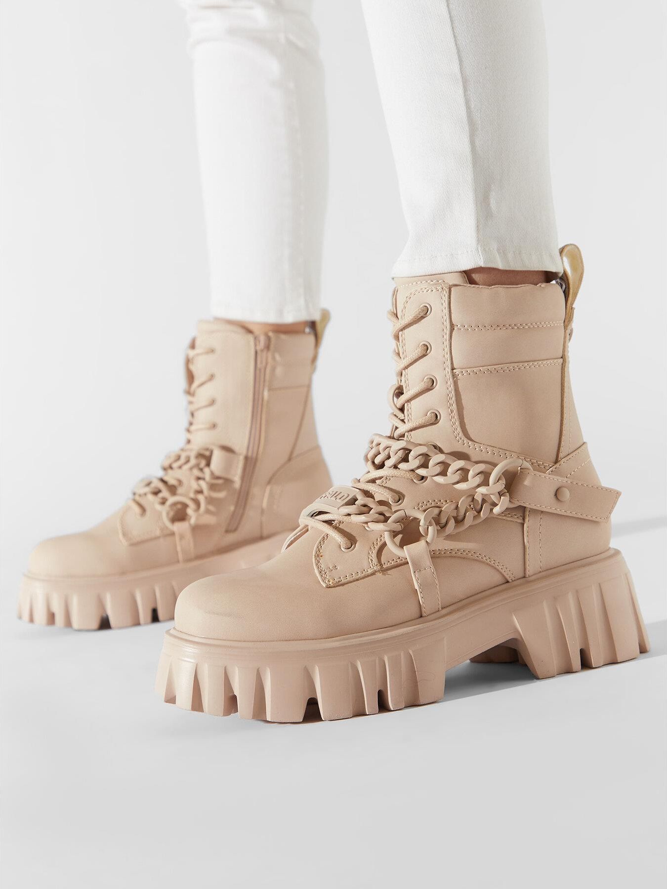 Buffalo Botki Lion Mid Chain BN1270081 Beżowy - Ceny i opinie - Ceneo.pl