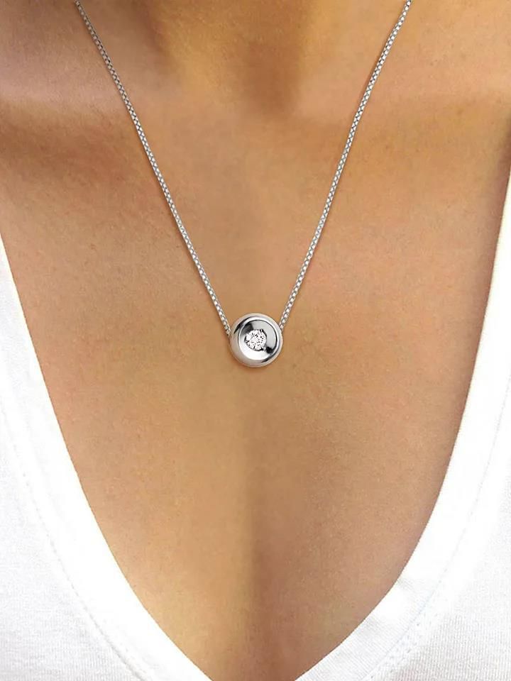 DYAMANT SREBRNY NASZYJNIK Z DIAMENTEM - DŁ. 42 CM - Ceny i opinie ...