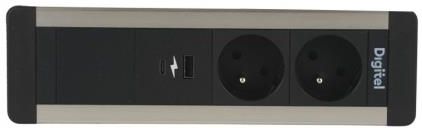 Gniazdo elektryczne Digitel Slim Frame Zestaw 4m B/Sb 2x Ute DG8052 ...