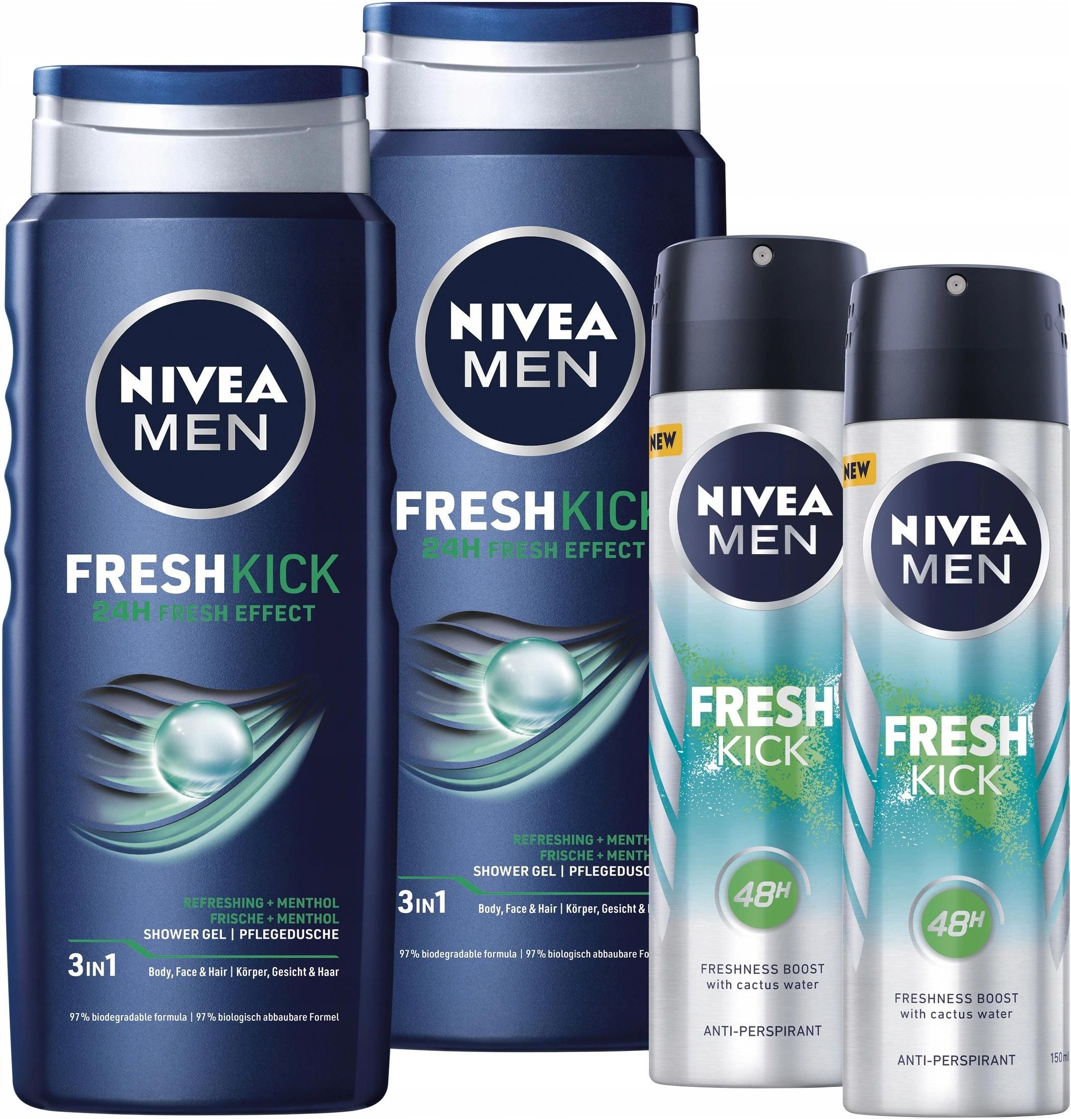 Nivea Men Fresh Kick Zestaw Żel + Antyperspirant - opinie i ceny na ...