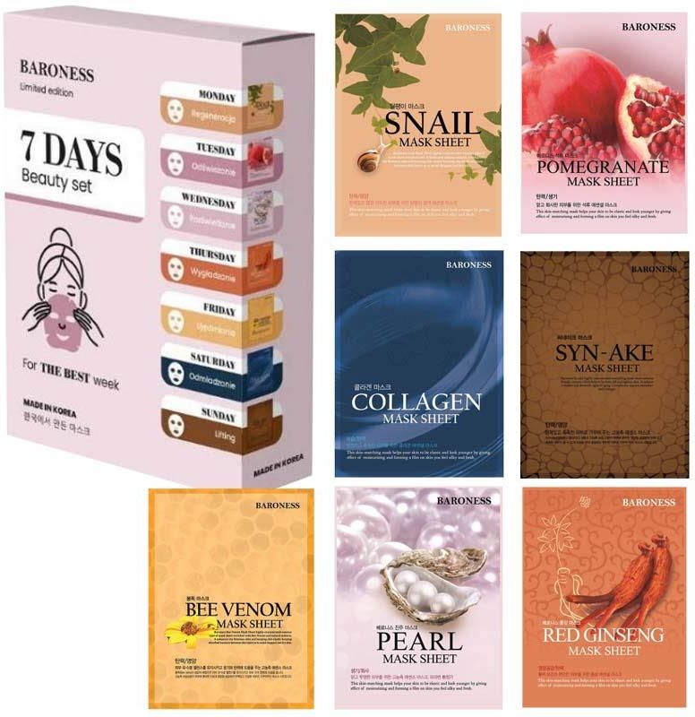 Beauadd Zestaw Masek W Płachcie 7 Szt. - Baroness 7 Days Beauty Set ...