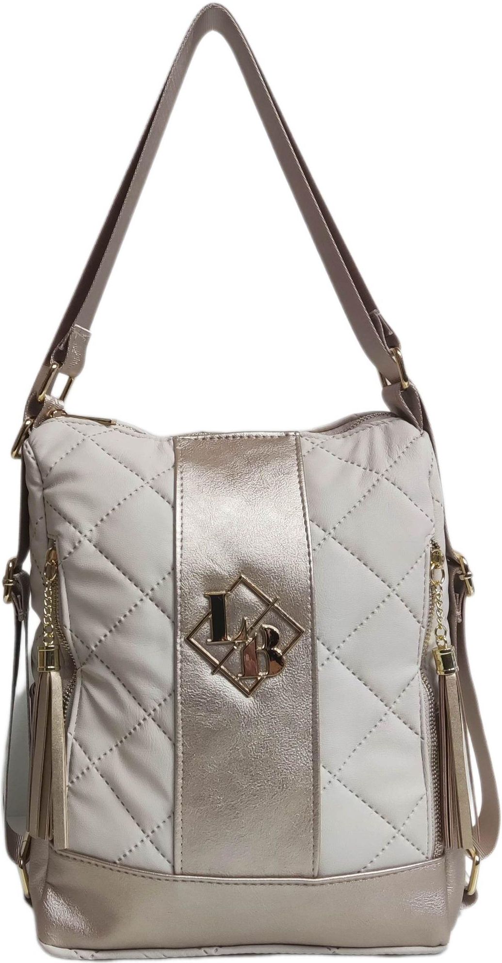 Plecak torebka Laura Biaggi Torba na ramię beż złota pikowana - Ceny i opinie - Ceneo.pl