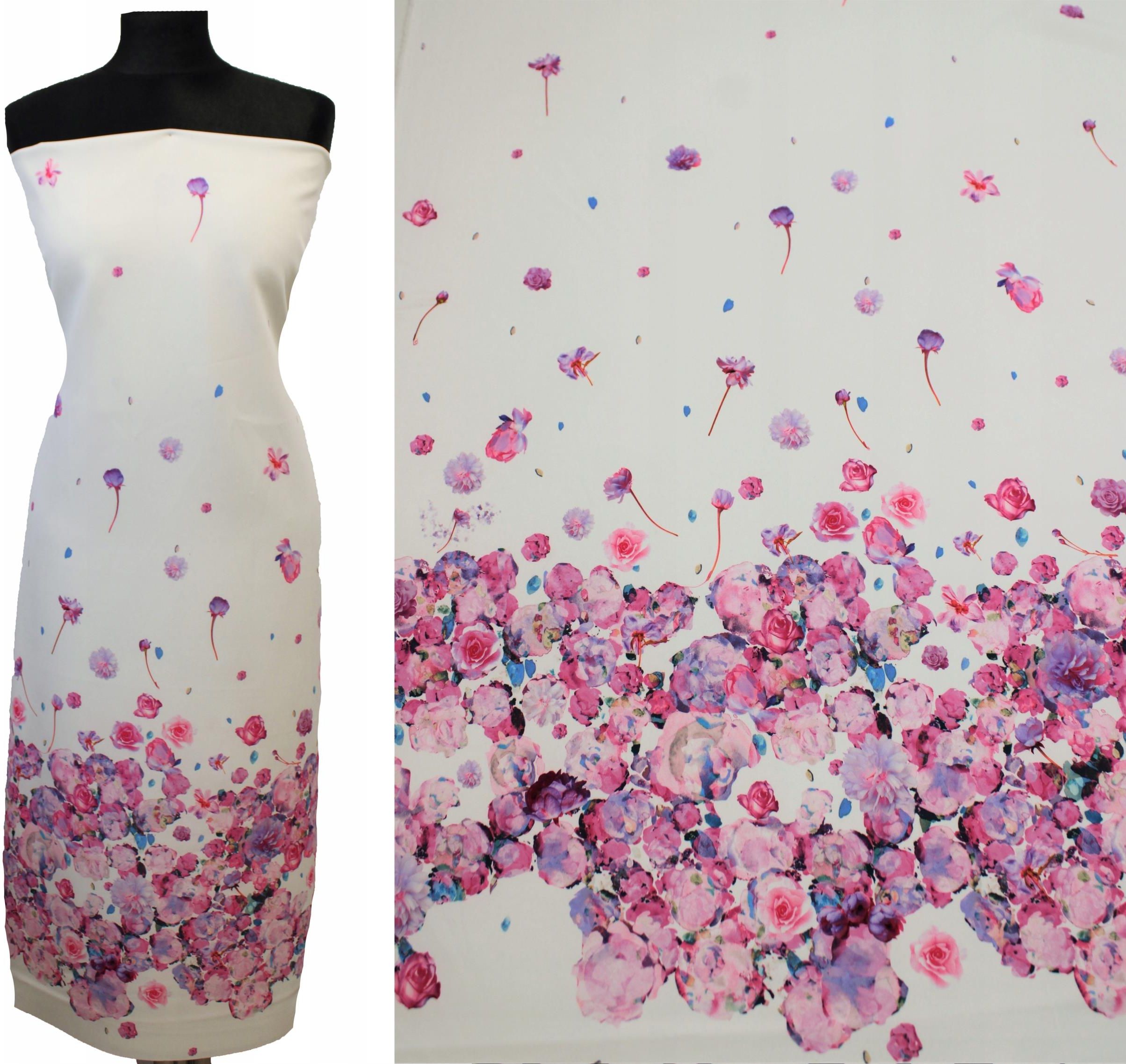 Tkanina Barbie marchiano border krem kwiaty róż - Ceny i opinie - Ceneo.pl