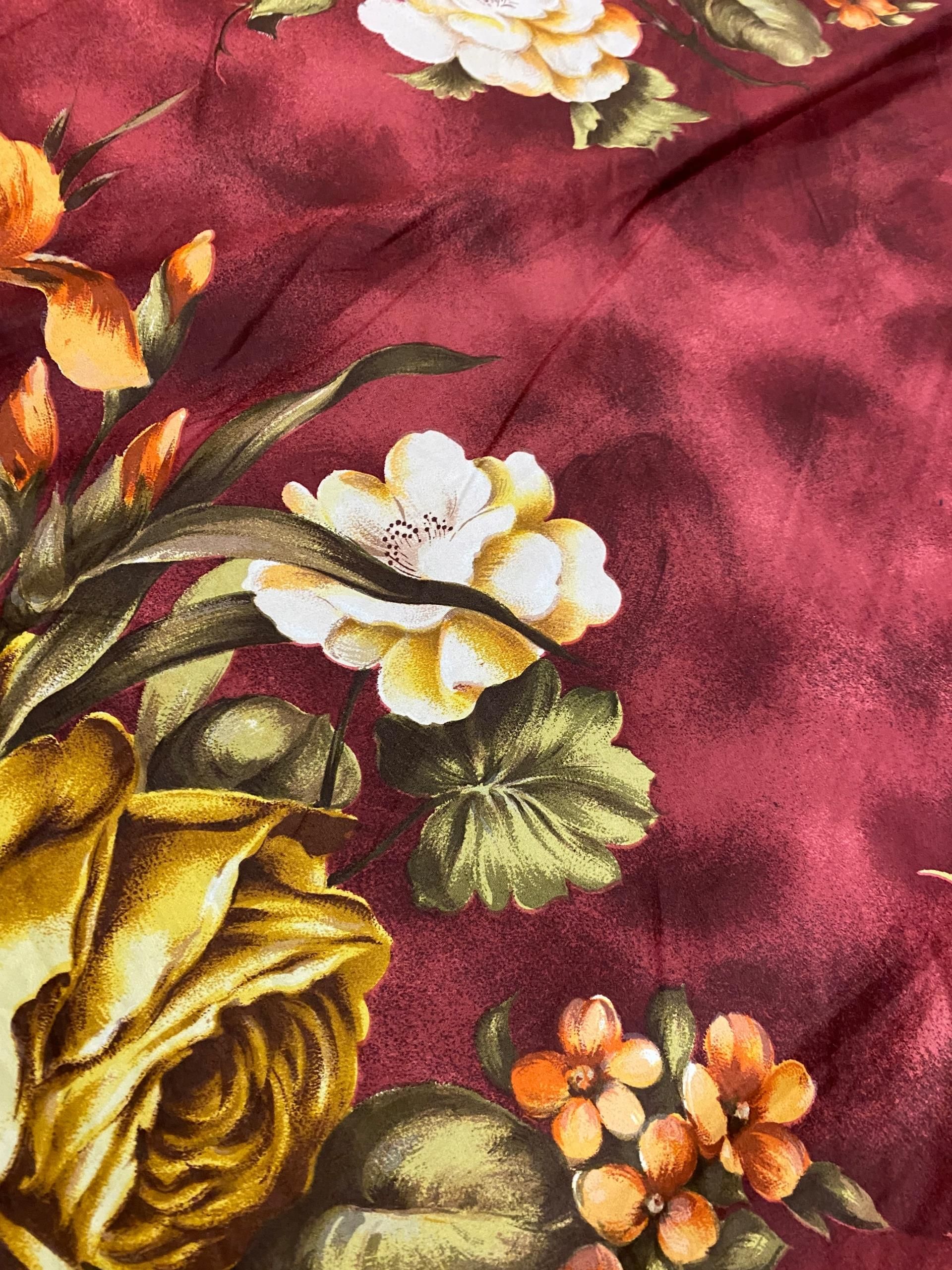 Bawełna Pościelowa Satynowa Kwiaty Na Bordowym - Ceny i opinie - Ceneo.pl