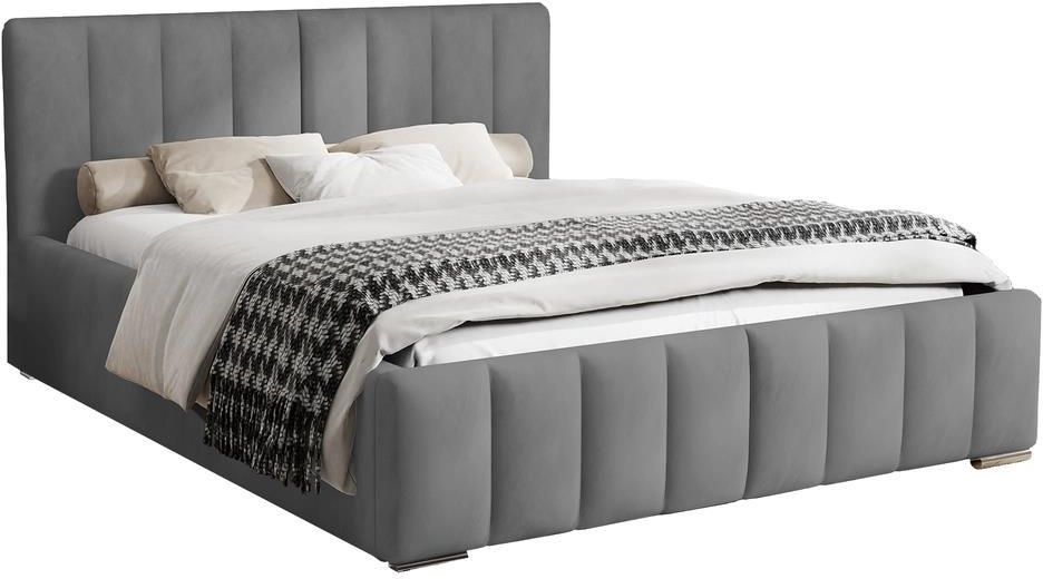 Łóżko Tapicerowane 180X200 Cm Wolte Z Pojemnikiem Szare W Tkaninie ...