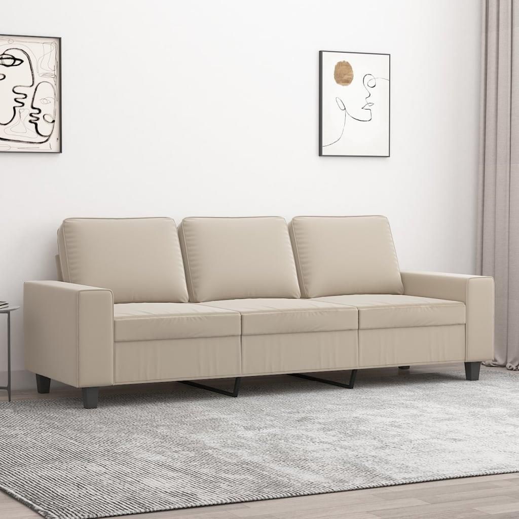 Vidaxl 3 Osobowa Sofa Kremowa 180 Cm Tapicerowana Mikrofibrą 348991 ...